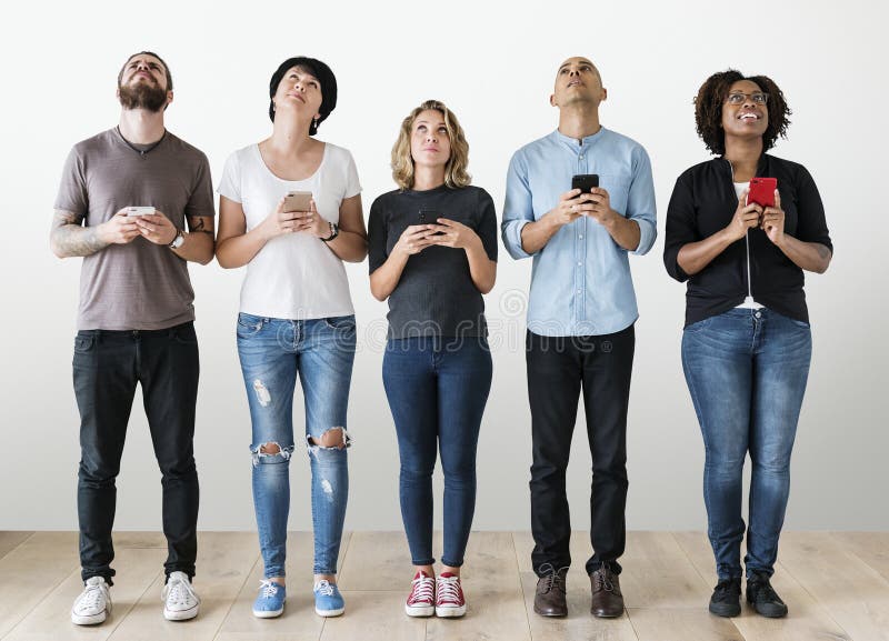 Diverse People Using Their Smartphones Stock Photo - Image of isolated ...