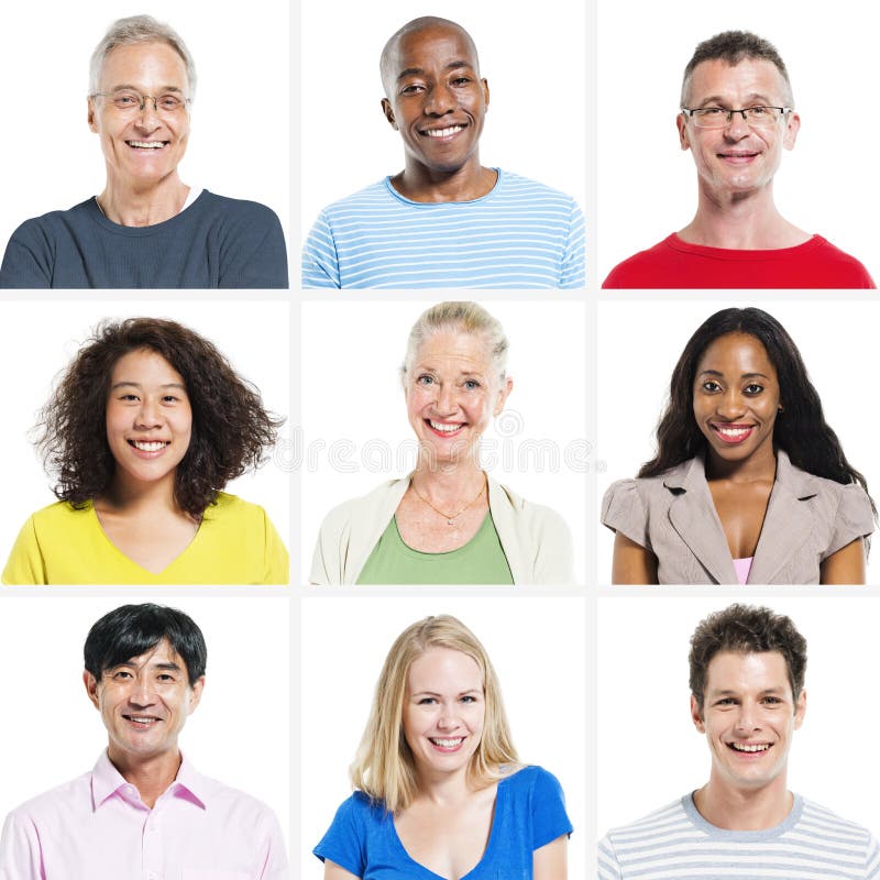 9 Diverse People on White Background Stock Photo - Image of african ...