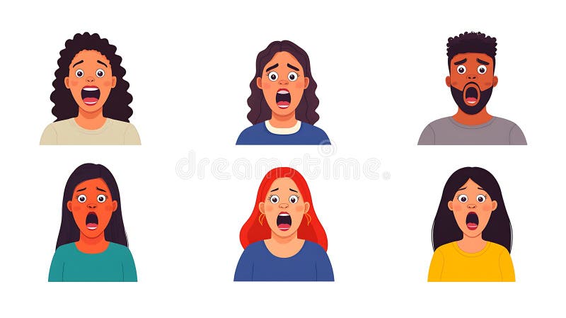 Diverse Pixel Art Portraits Showing Surprise and Shock Stock ...