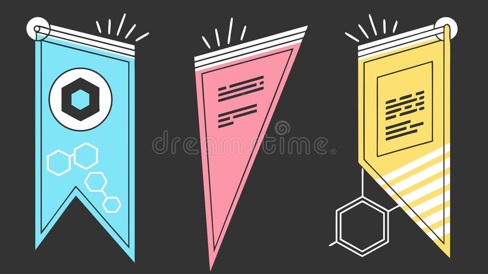 Diverse Pointed Banners with Geometric Shapes, Vector Design Generative ...