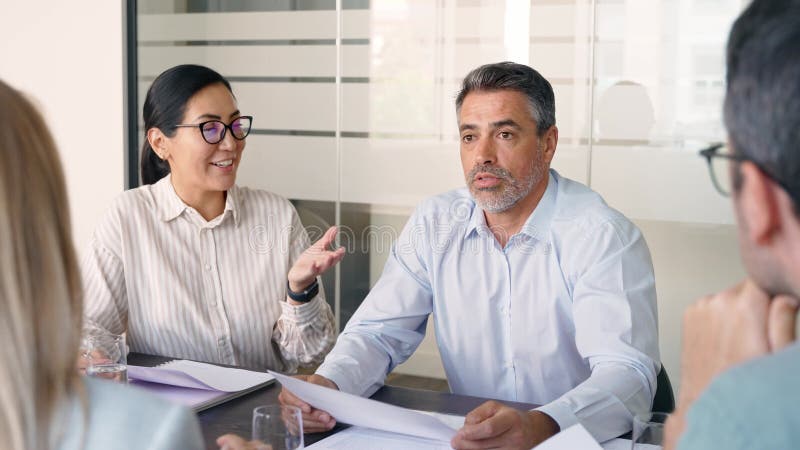 Diverse Professional Executive Team People Working at Board Meeting in ...