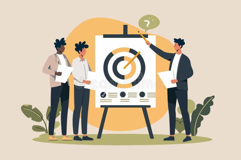 Diverse Professionals Analyzing a Target Chart, Illustrating Goal ...