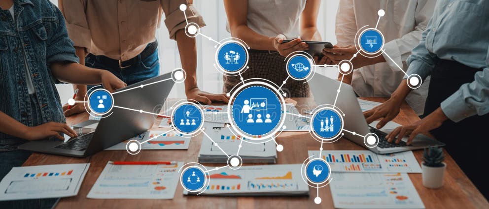 Collaborative Teamwork in a Modern Office Environment with Technology Integration and Data ...