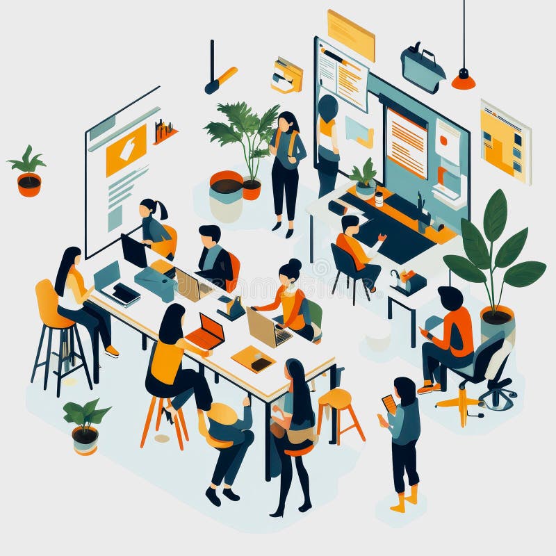 Collaborative Workspace with Diverse Group of Professionals Engaged in ...