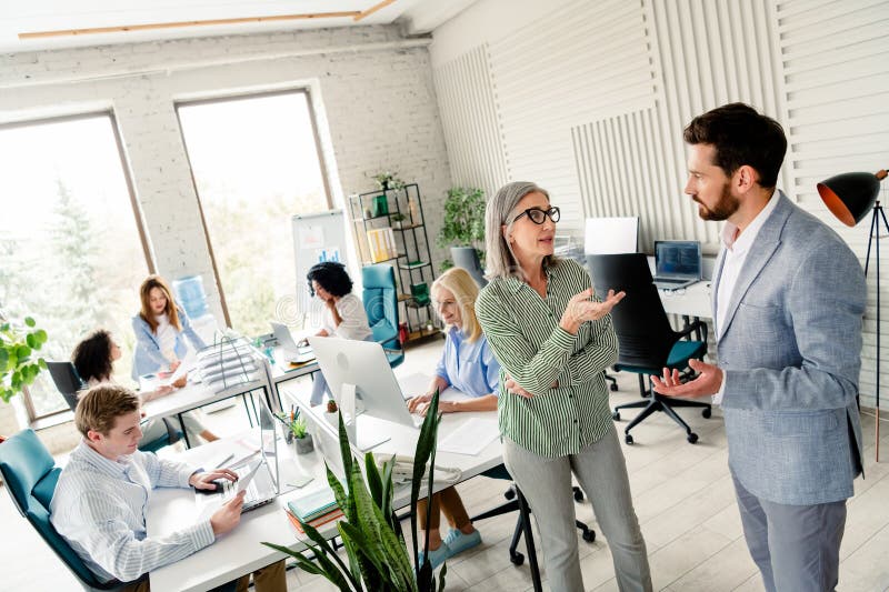 Modern Office with Professional Team Collaborating in Bright Interior ...