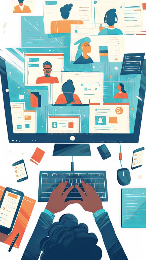 Diverse Professionals Engaging in a Vibrant Virtual Meeting on Multiple ...