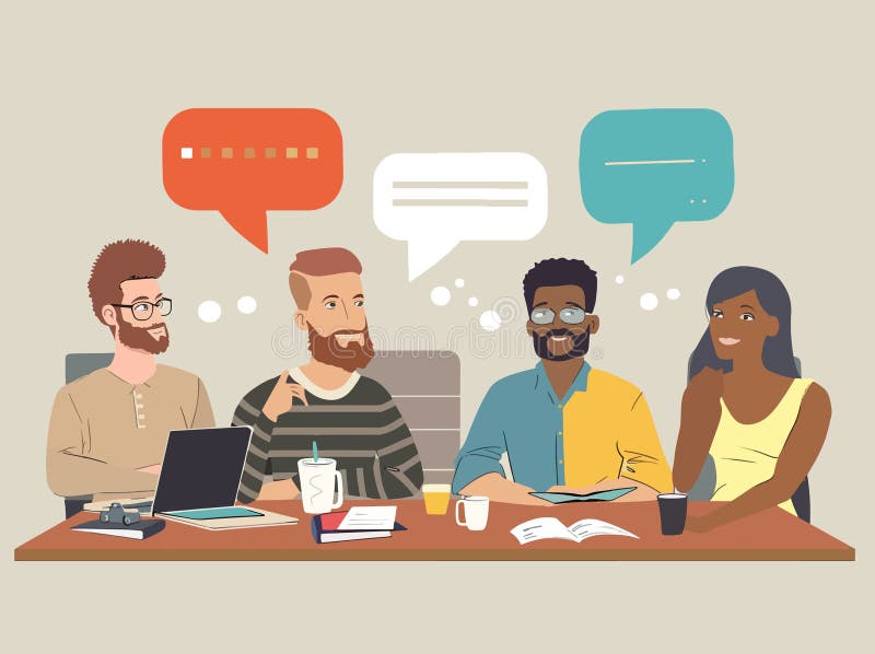 Diverse Professionals Having Animated Discussion at Meeting Table with ...