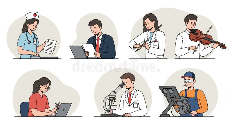 Diverse Professions: AI-Generated Illustrations Stock Illustration ...