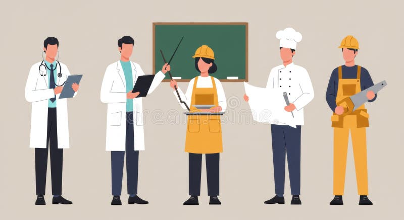 Diverse Professions: AI stock illustration. Illustration of career ...