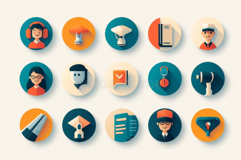 Diverse Professions Icon Set Stock Illustration - Illustration of ...