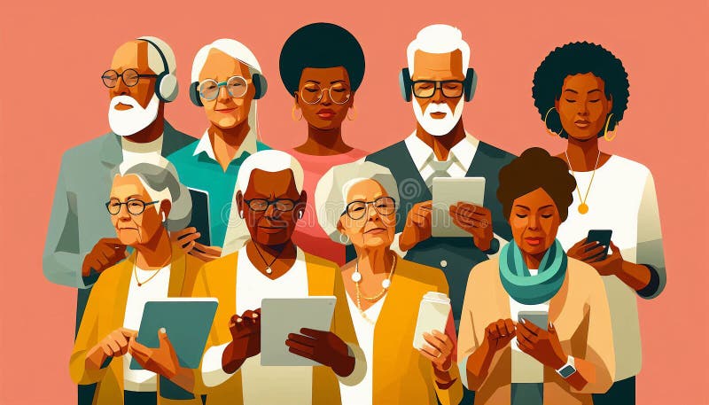 A Diverse Range of Ages-adults, Including Senior People Smiling Using ...