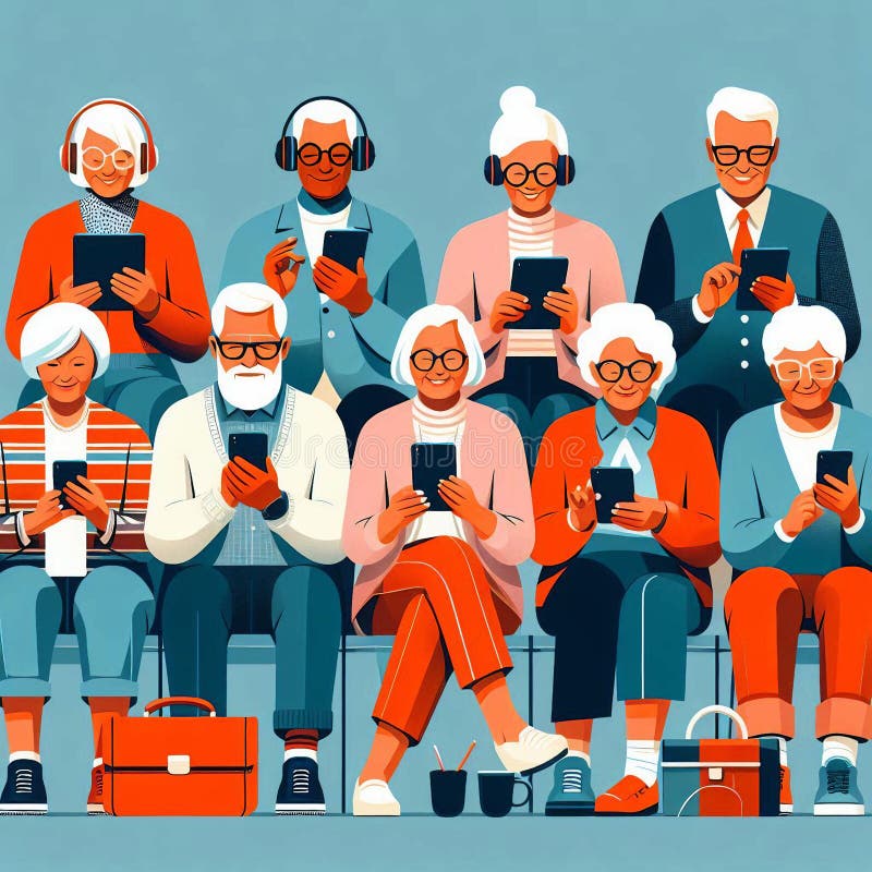 A Diverse Range of Senior People Smiling Using Modern Tech Devices ...