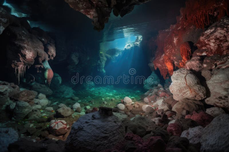 Diverse Range of Underwater Caves and Formations, Showcasing the ...