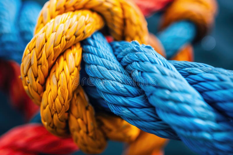 Diverse Ropes Connected Together As Symbol for Cooperation and Working ...