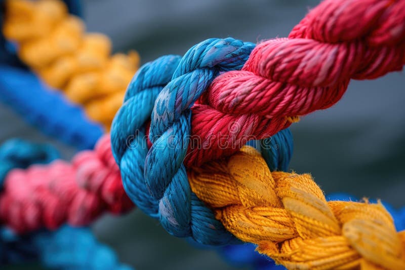 Diverse Ropes Connected Together As Symbol for Cooperation and Working ...