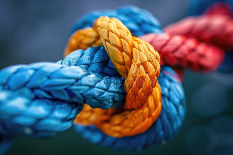 Diverse Ropes Connected Together As Symbol for Cooperation and Working ...