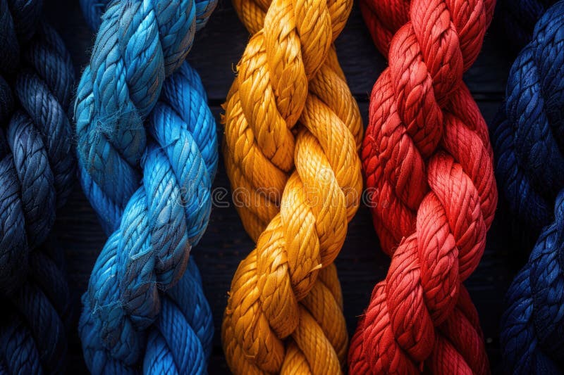 Diverse Ropes Connected Together As Symbol for Cooperation and Working ...