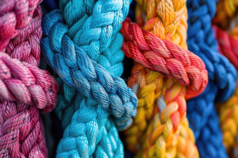 Diverse Ropes Connected Together As Symbol for Cooperation and Working ...