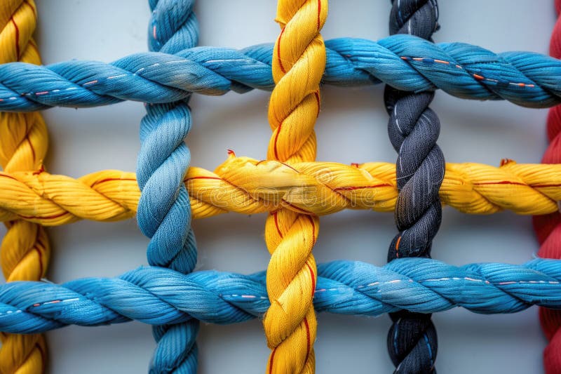 Diverse Ropes Connected Together As Symbol for Cooperation and Working ...
