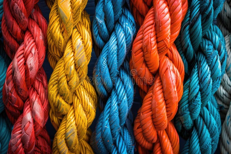 Diverse Ropes Connected Together As Symbol for Cooperation and Working ...