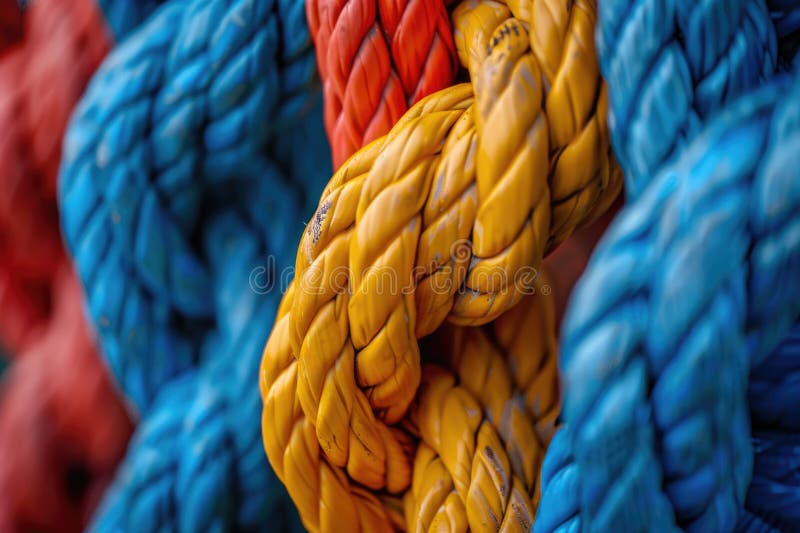 Diverse Ropes Connected Together As Symbol for Cooperation and Working ...