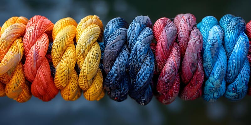 Diverse Ropes Symbolize Unity and Teamwork in a Business Setting ...