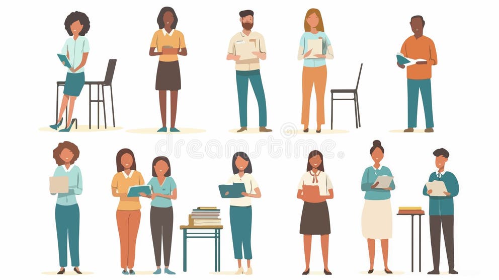 Diverse School Teachers in Educational Settings Stock Vector - Illustration of varied, educators ...