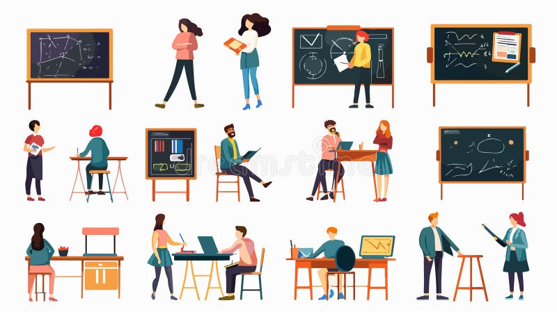 Diverse School Teachers in Educational Settings Stock Vector ...