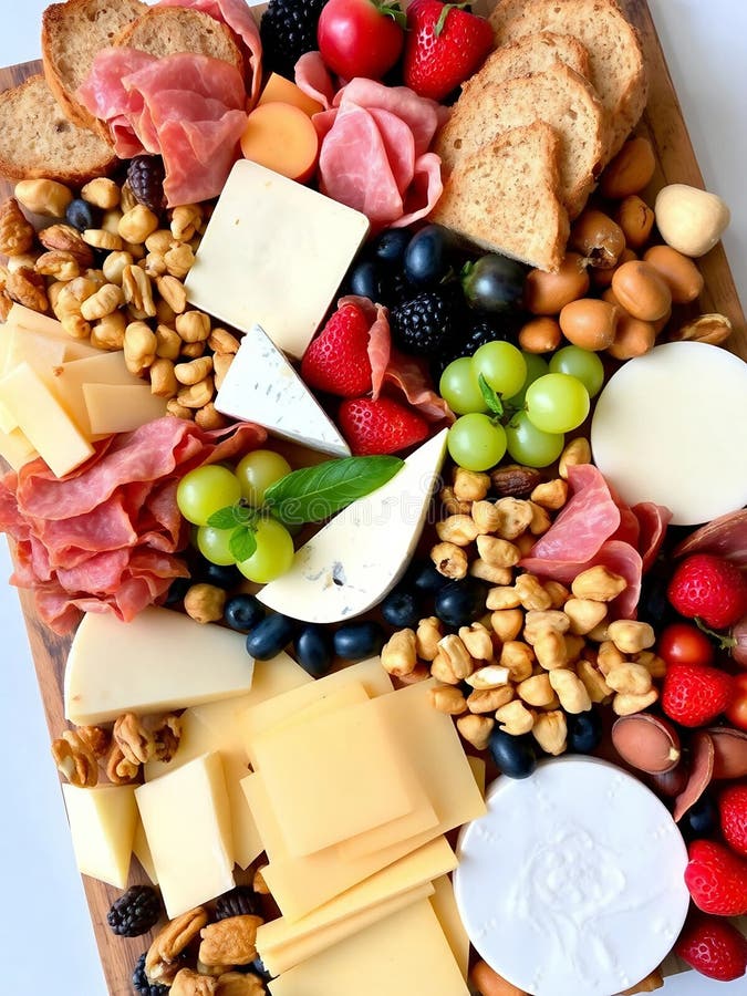 Beautifully Arranged Cheese Platter Fruits Bread Drink Stock Photos ...