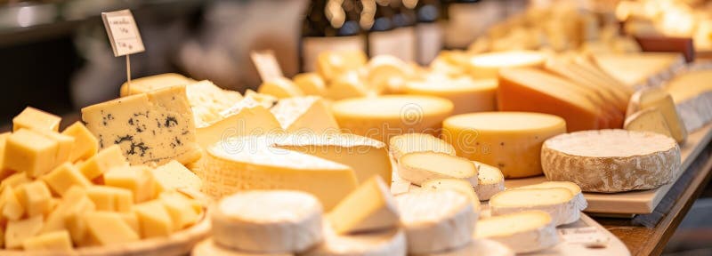 Display of Various Cheeses in a Store Stock Image - Image of showcase ...