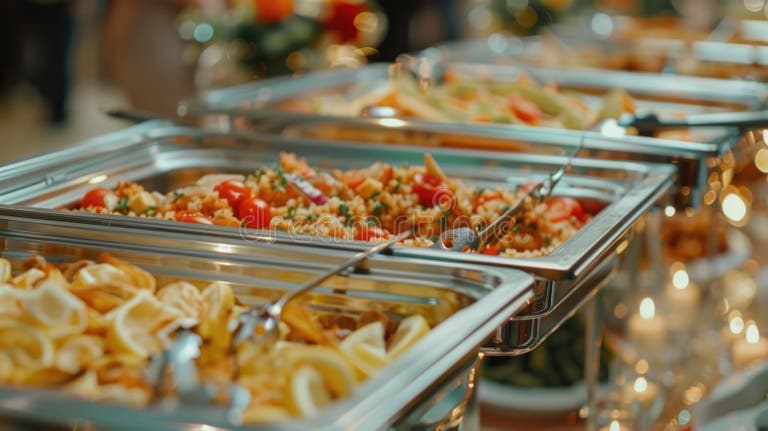 A Diverse Selection of Dishes at a Buffet, Including Various Cuisines ...