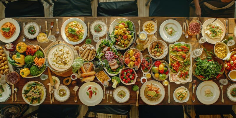 A Diverse Selection of Food Items on a Long Table. Ideal for Food and ...