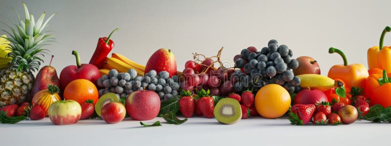 Diverse Selection of Fruits on a Light Background Stock Photo - Image ...