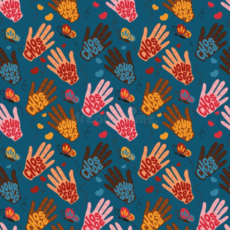 Diverse Self Love Pattern with Different Hands Stock Vector ...