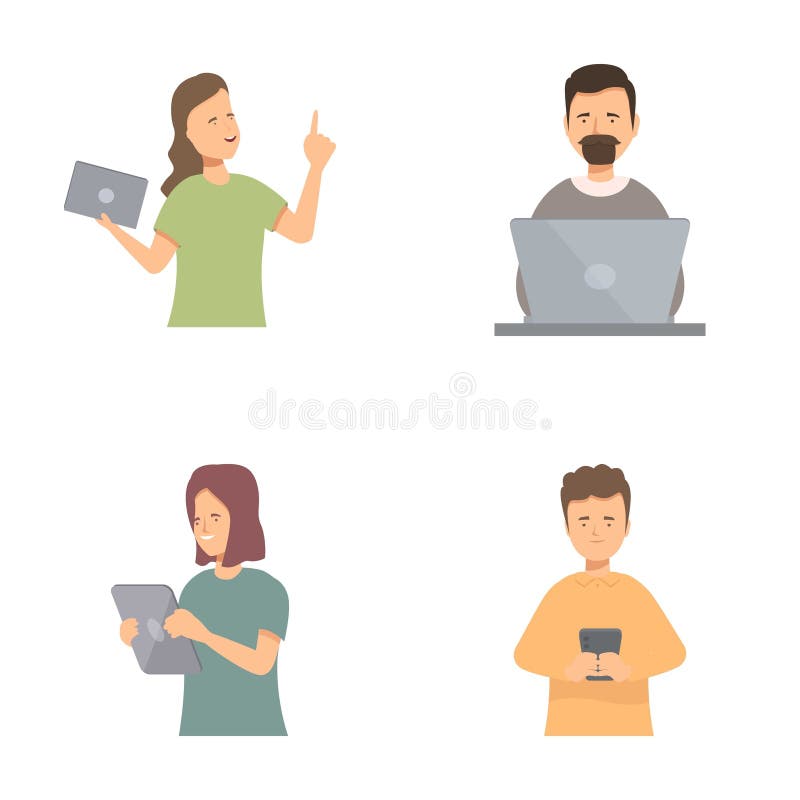 Diverse Set of People Using Technology Devices Stock Vector ...