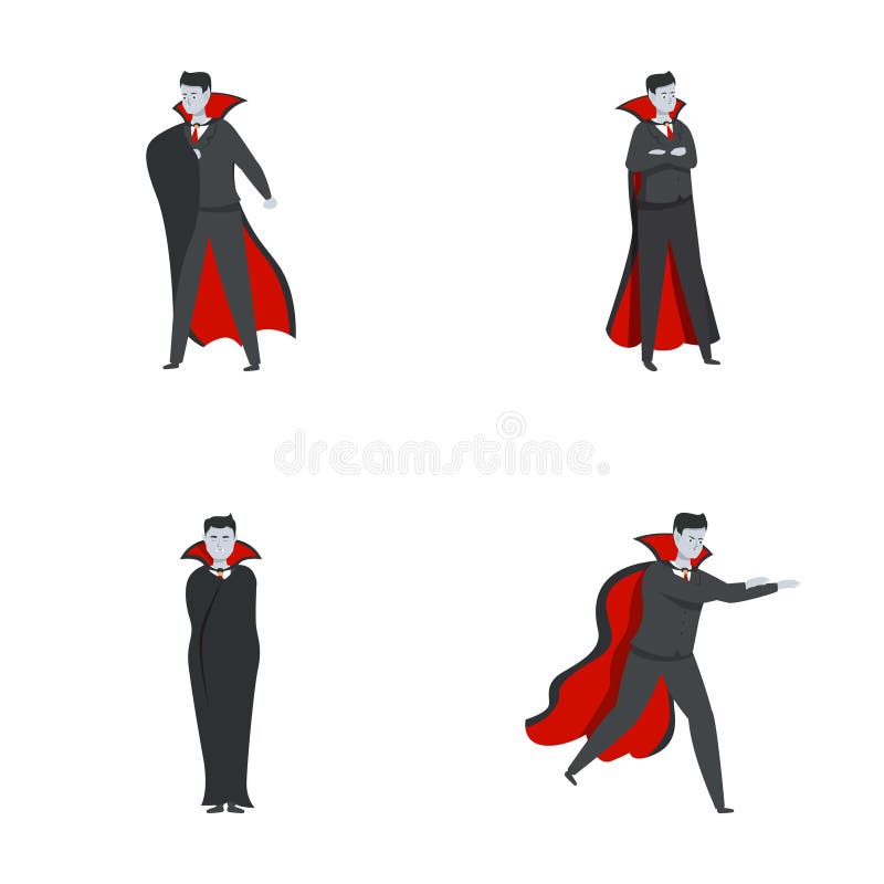 Diverse Set of Vampire Characters in Various Poses Stock Vector ...