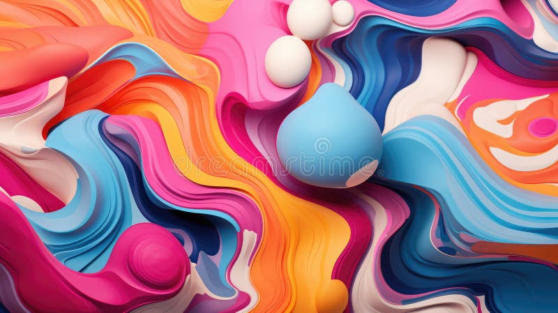 Colorful Abstract Painting with Diverse Shapes Stock Illustration ...