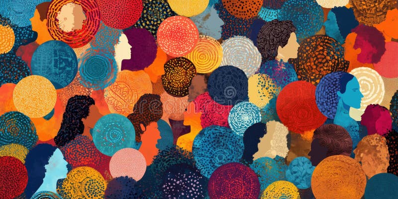 Diverse Silhouettes of Women Surrounded by Colorful Abstract Patterns ...