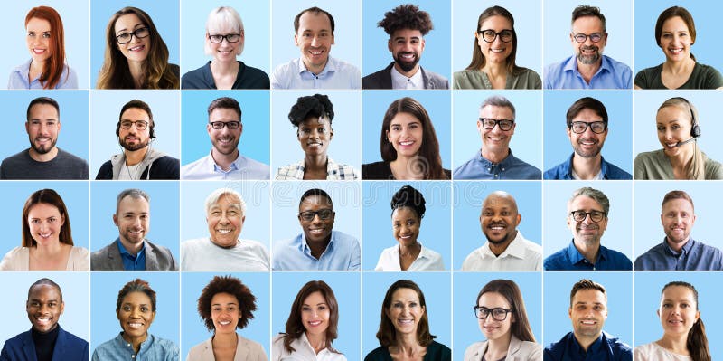 Diverse Social Group Face Collage Stock Photo - Image of face ...
