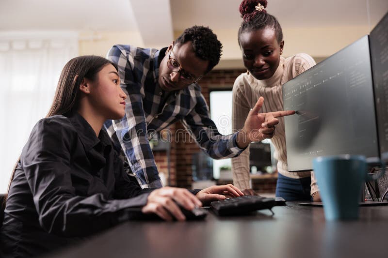 Diverse Software Developer Analyzing Html Script Information Stock Photo - Image of diversity ...