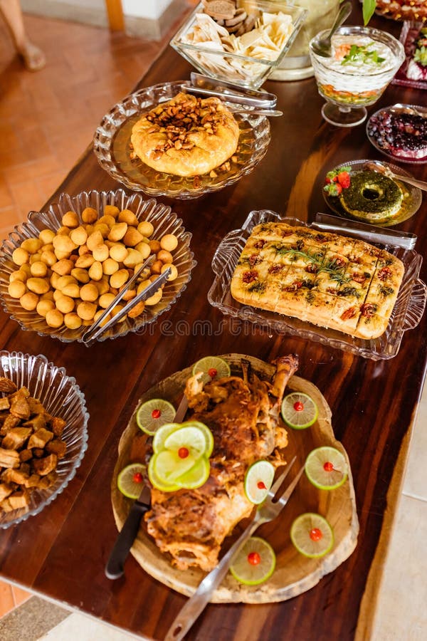 Assorted Dishes on Wooden Table Stock Photo - Image of event, delicious ...