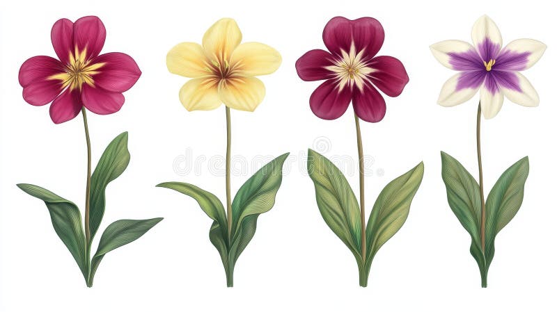 Diverse Spring Florals Set Against a Plain White Background for Maximum ...