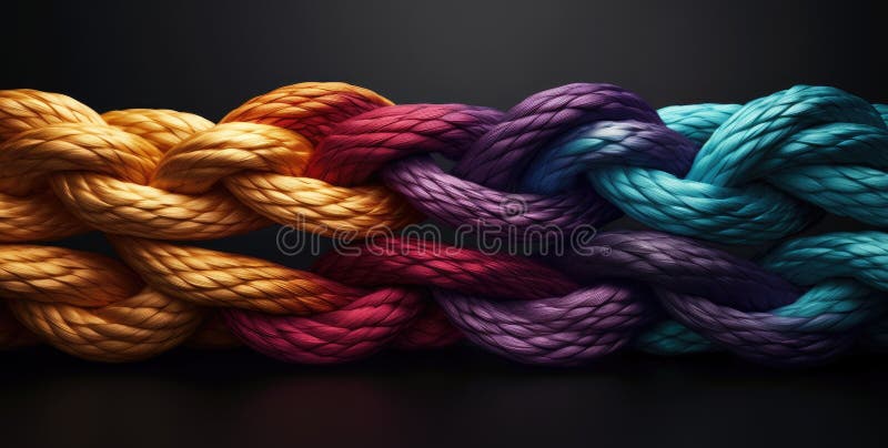 Diverse Strengths Connect in Teamwork, Symbolized by a Team Rope. Ai ...