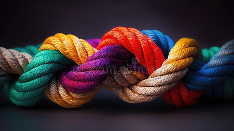 Diverse Strengths Connect in Teamwork, Symbolized by a Team Rope. Ai ...