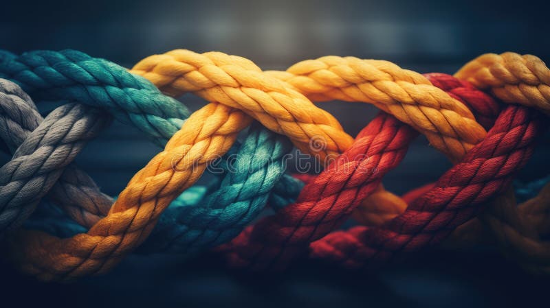Diverse Strengths Connect in Teamwork, Symbolized by a Team Rope. Ai ...