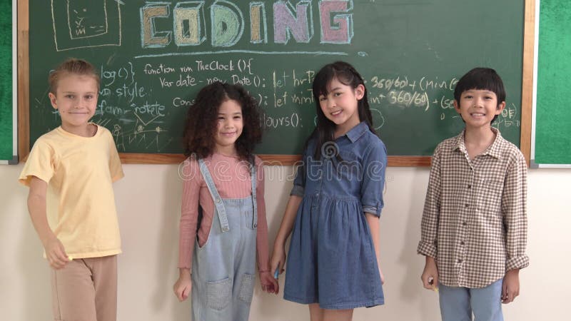 Diverse Student Writing Board and Turns Around To Looking at Camera. Pedagogy. Stock Video ...