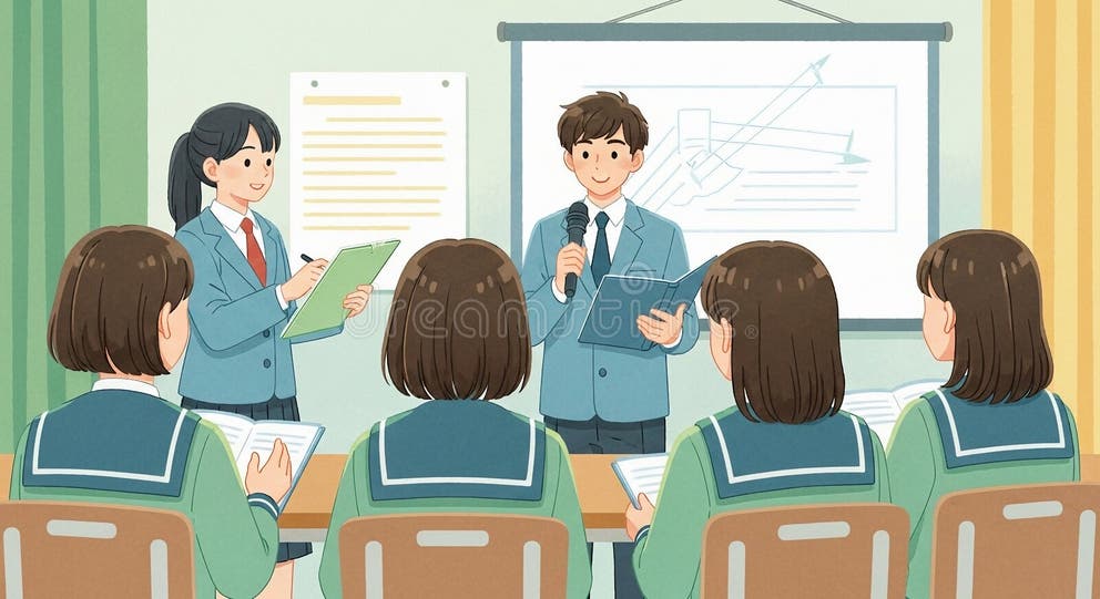 Diverse Students Attend a Presentation by a Male Teacher with a ...