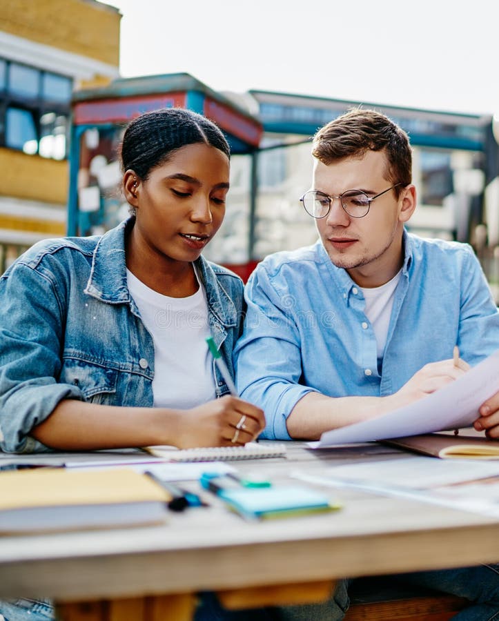 Diverse Students Collaborating on Common Project Stock Image - Image of ...