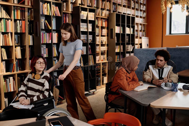 Diverse Students in College Library Stock Image - Image of biracial ...