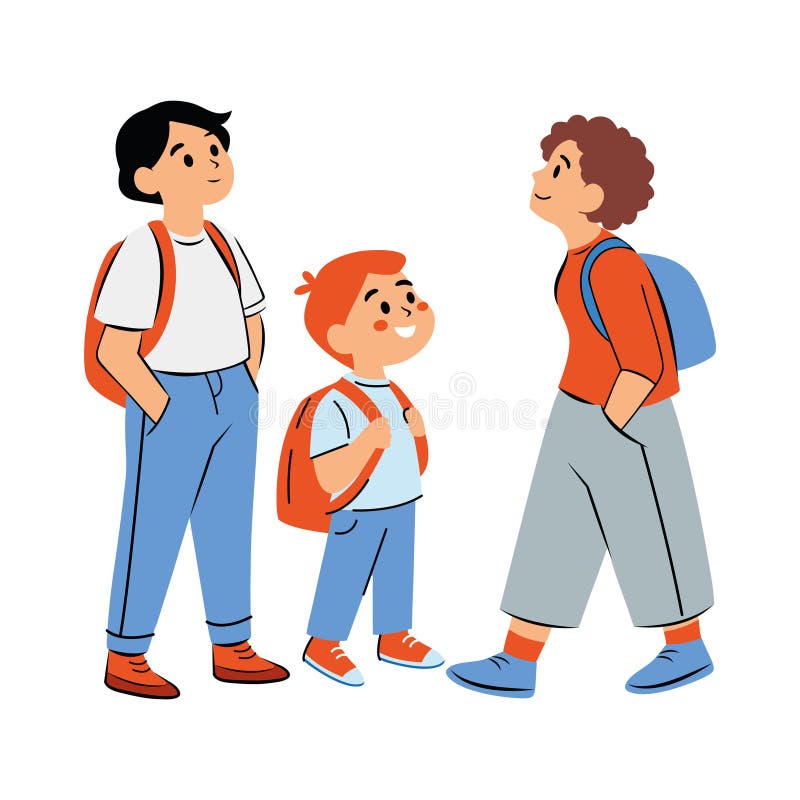 Diverse Students in Conversation School Stock Illustration ...